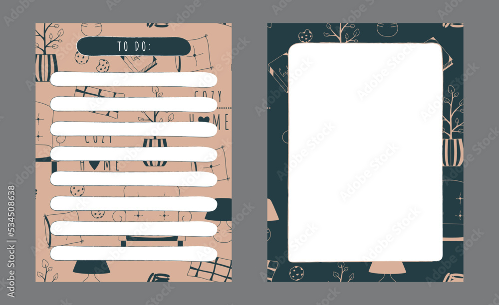 To do list template set. Daily planner note paper. Decorated cozy home ...