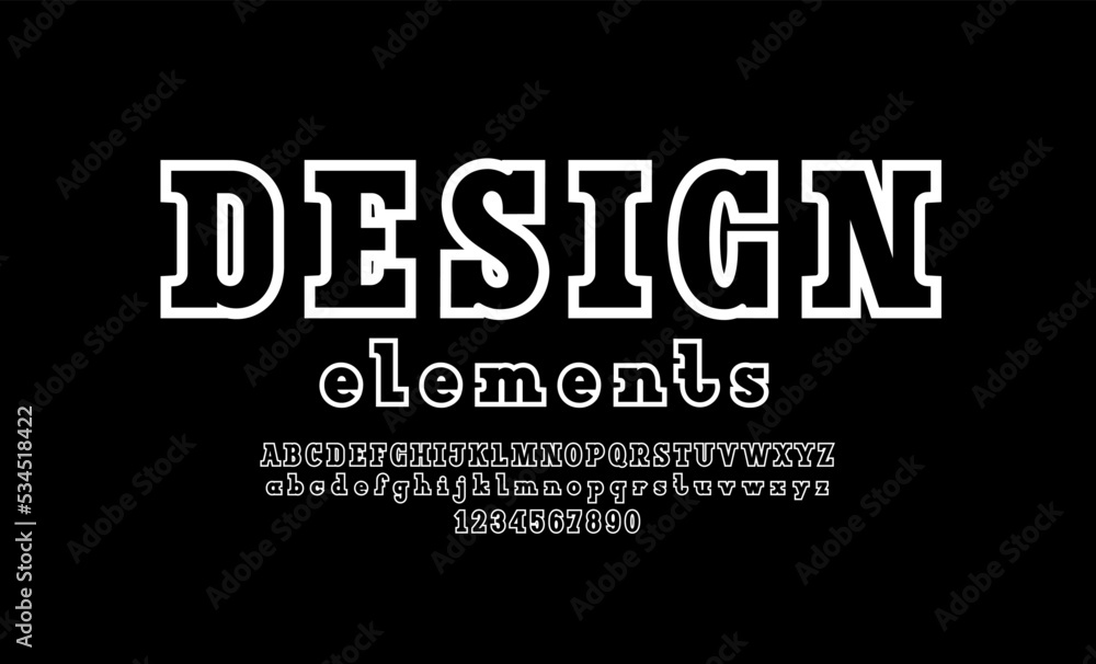 Trendy font, slab serif alphabet, uppercase and lowercase letters from ...