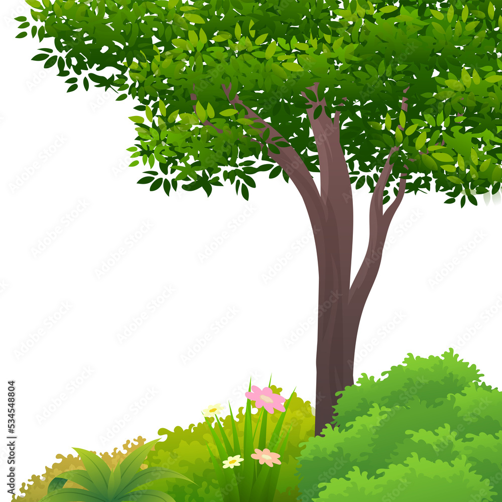 Corner tree with bush shrubbery plant transparent image, suitable for ...