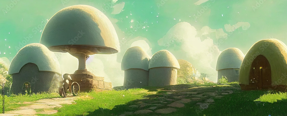 Stock-Illustration „Banner Background Mystery Alien Land and Buildings ...