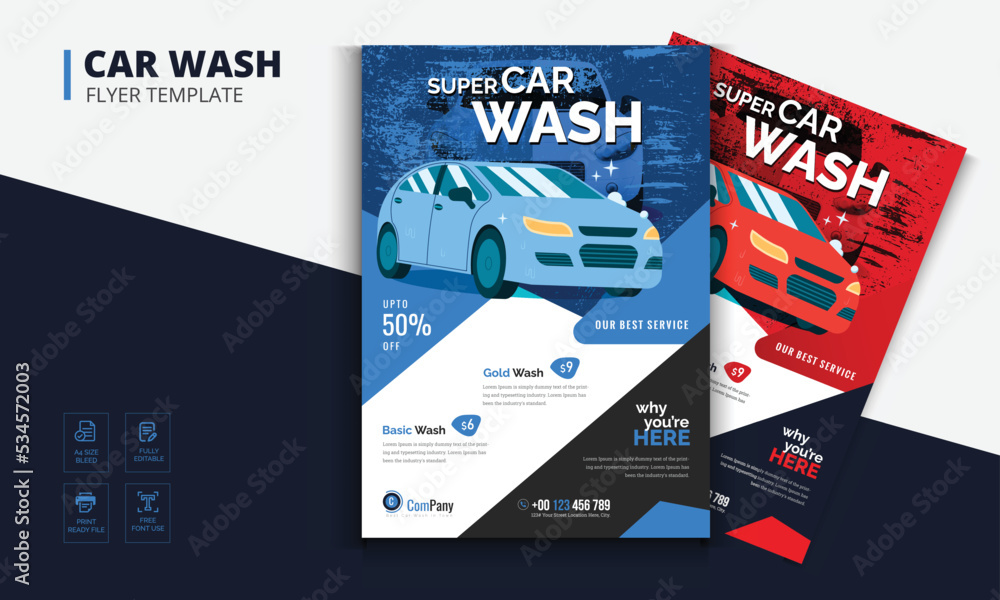 Car Wash Flyer. Car Wash leaflet design. Car Wash poster Stock Vector ...