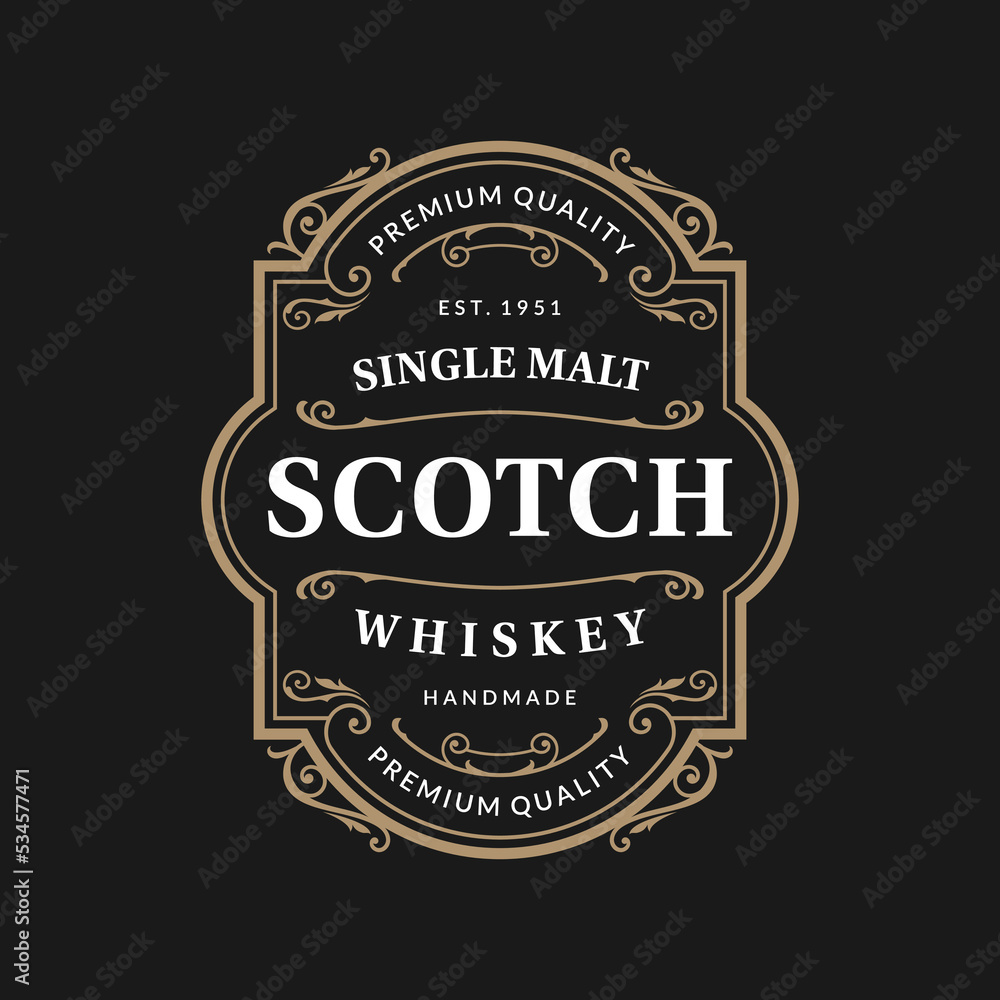 Vintage frame logo. Antique packaging label. Suitable for whiskey ...