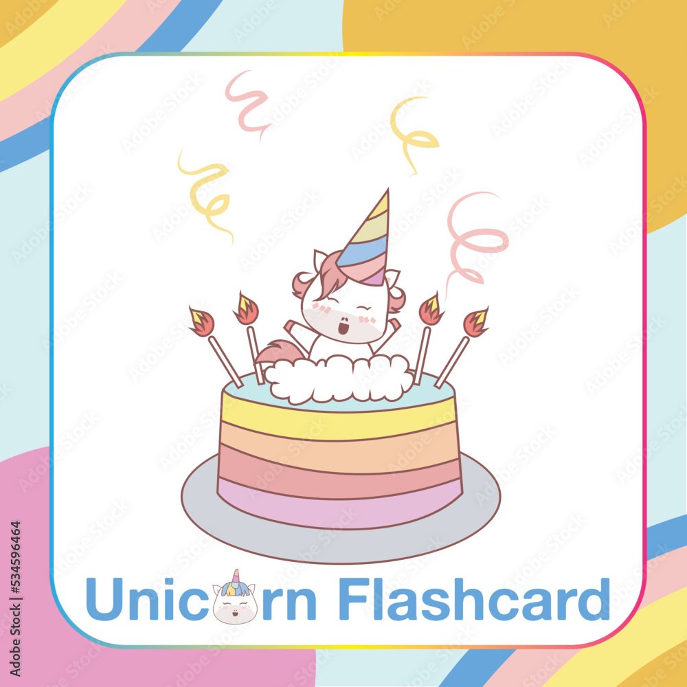 Cute Unicorn Flashcard for Children. Ready to print. Printable game ...