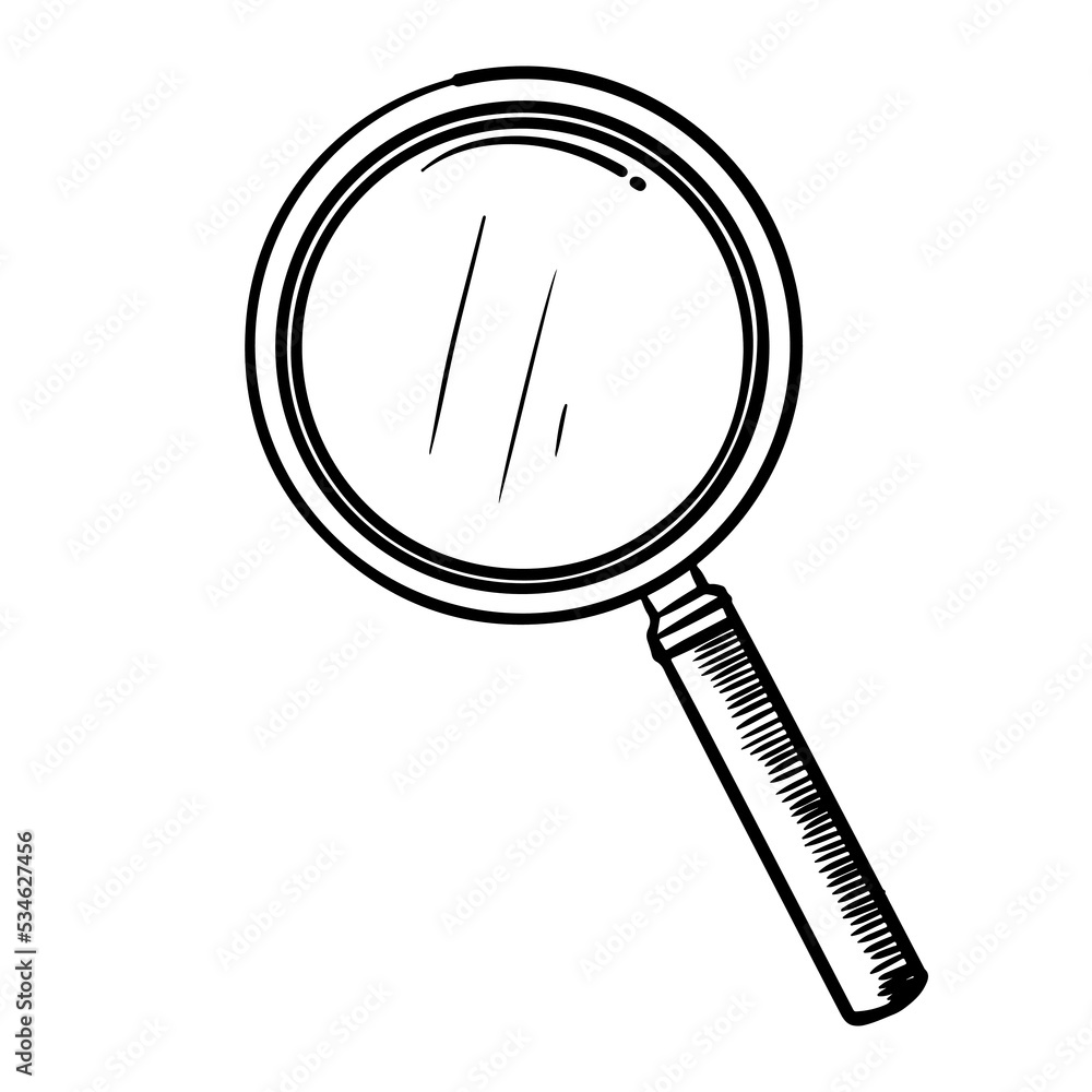 Doodle sketch style of Hand drawn Magnifying glass vector illustration ...