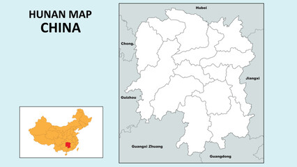 Fototapeta mapa świata dla dzieci Hunan Map of China. State and ...