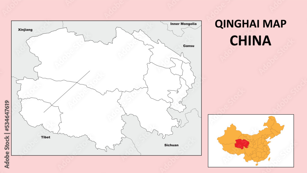 Стоковое векторное изображение «Qinghai Map of China. State and district map of Qinghai ...