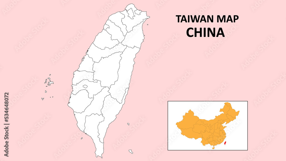 Taiwan Map of China. Outline the state map of Taiwan. Political map of ...
