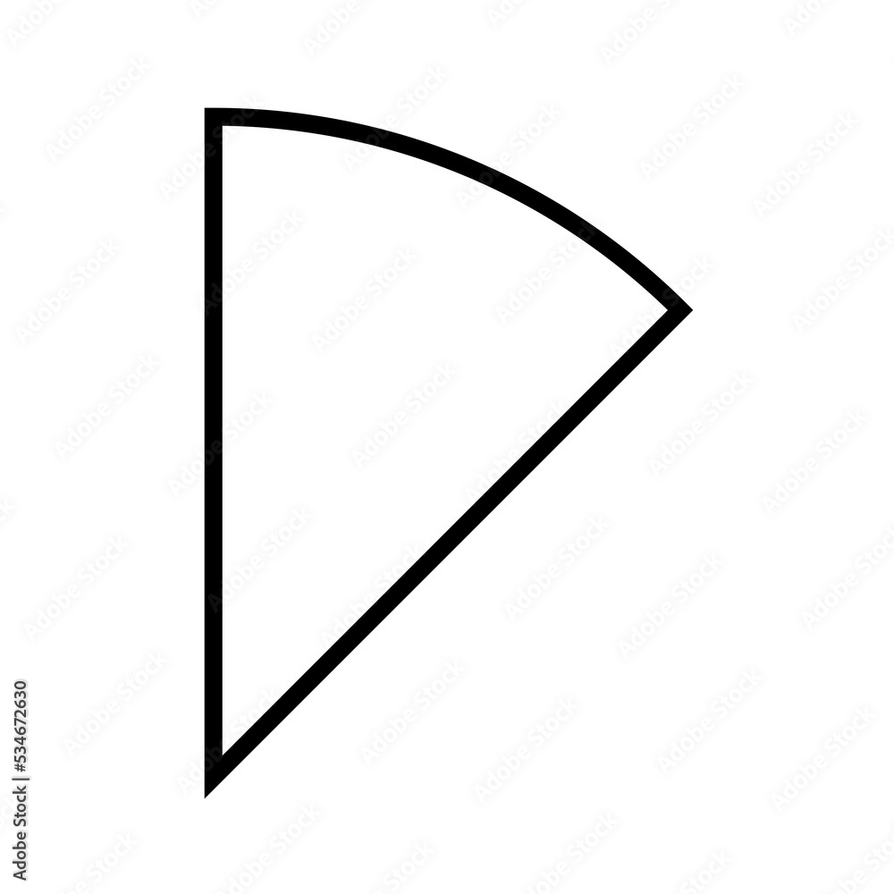 Black outlined pie chart, diagram segment. An eighth separated shape ...