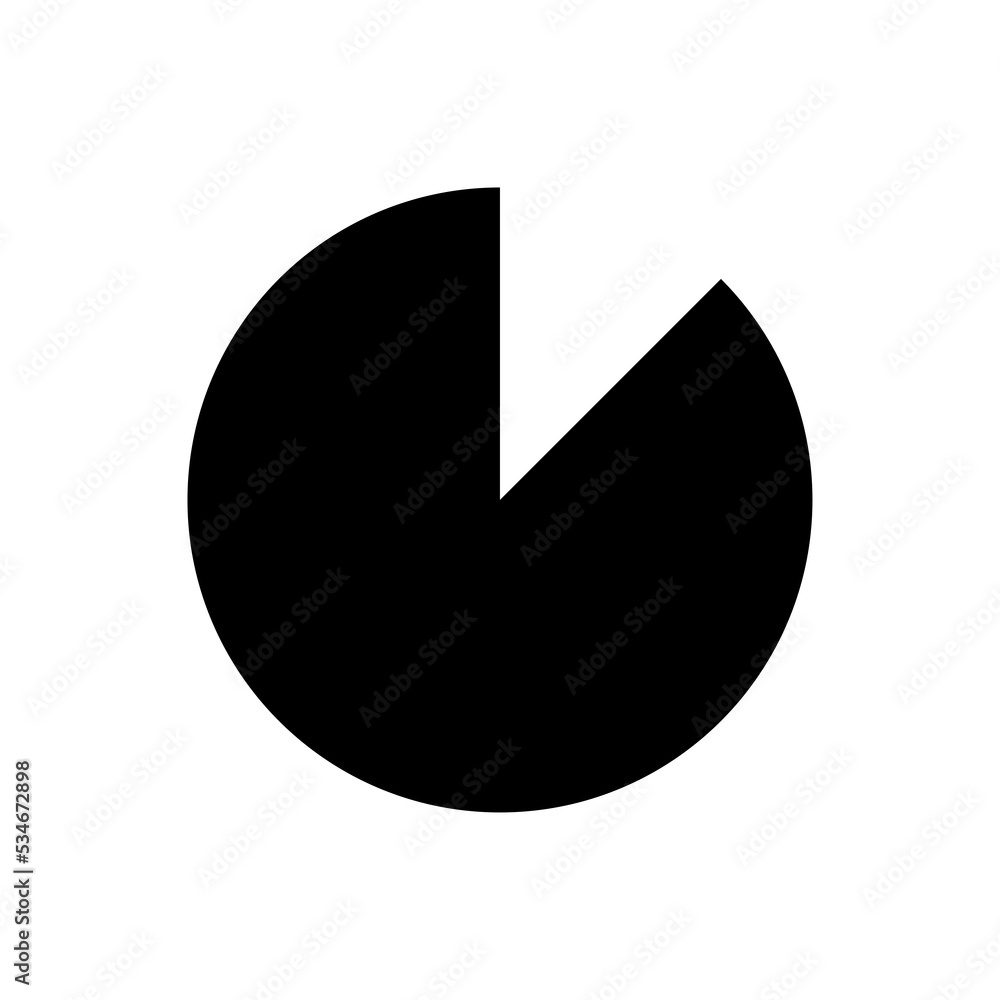 Illustration Stock Pie chart, diagram. Black filled divided circle ...
