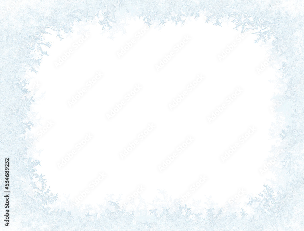 Frostwork. Decorative ice crystals frame on transparent background ...