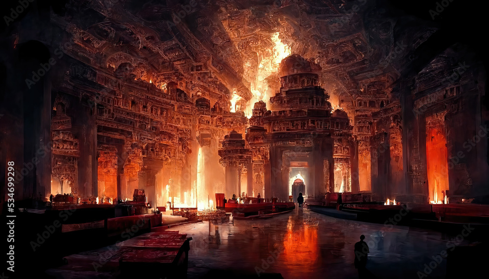 AI generated image of the interiors of an ancient Indian palace throne ...