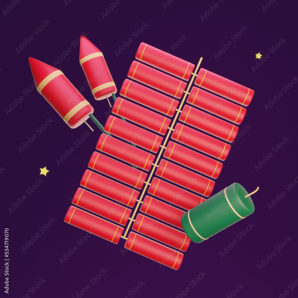 3d illustration for diwali of traditional green and red fire cracker ...