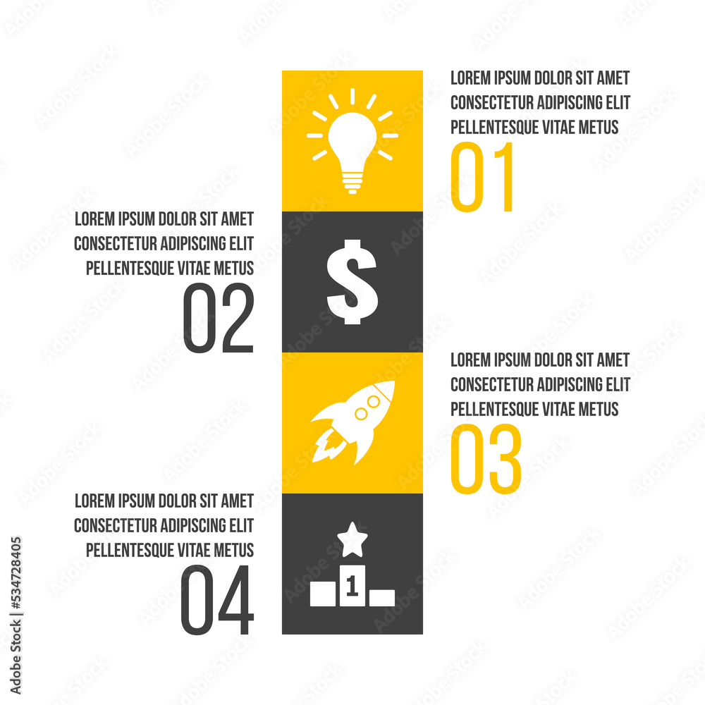 4 steps business process diagram. Four options vector infographics ...