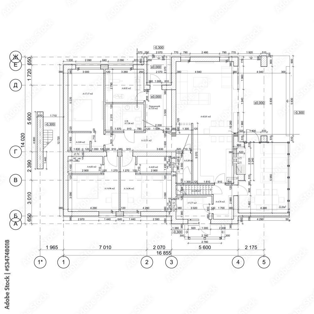 Detailed architectural private house floor plan, apartment layout ...