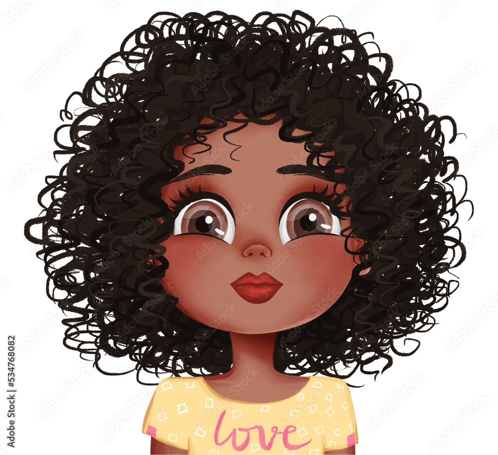 Cute Girl Illustration. Cartoon Avatar Portrait. Child Face Avatar ...