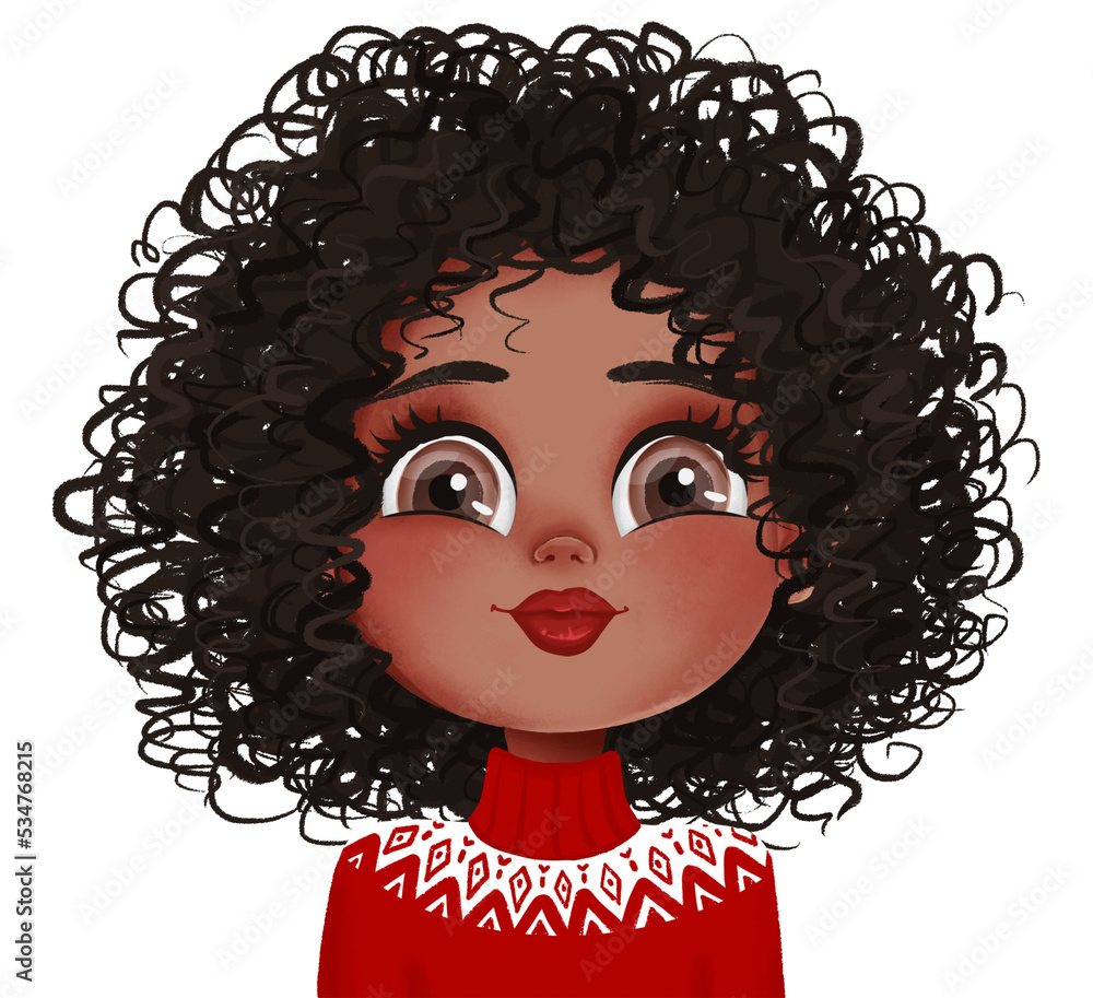 Cute Girl Illustration. Cartoon Avatar Portrait. Child Face Avatar ...