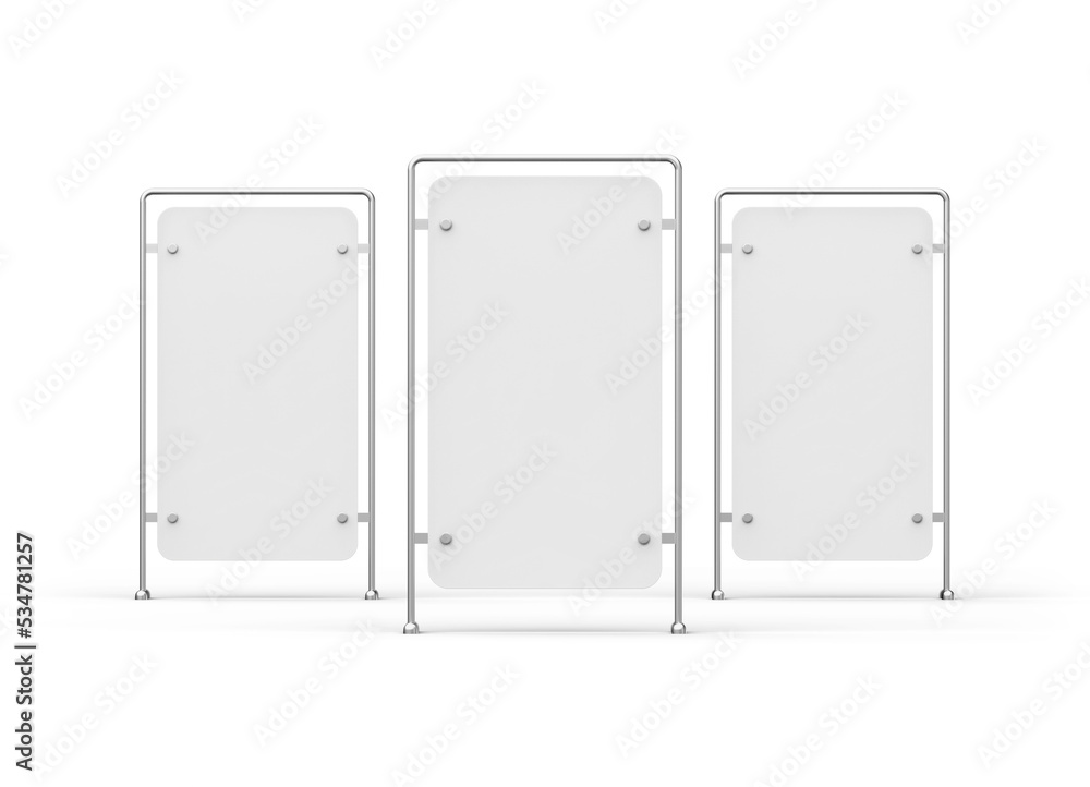 Blank sign board or advertising board or a stand isolated on white ...