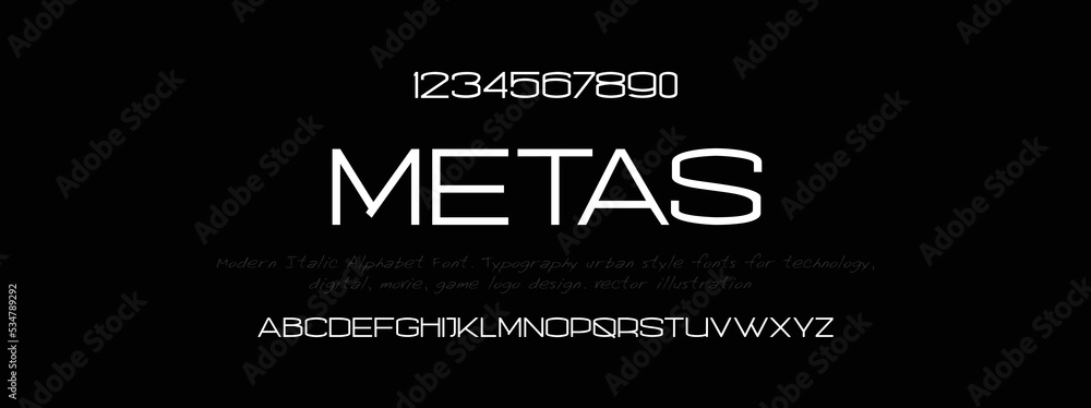 MERAS Sports minimal tech font letter set. Luxury vector typeface for ...