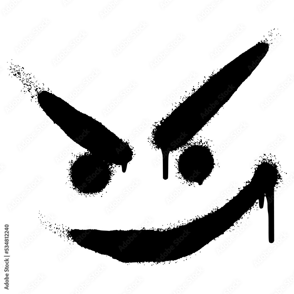 Spray Painted Graffiti angry face emoticon isolated on white background ...