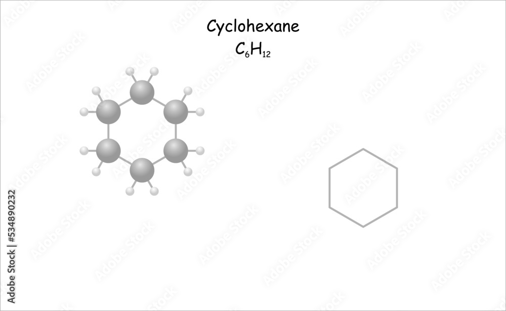 Stylized molecule model/structural formula of cyclohexane. Stock Vector ...