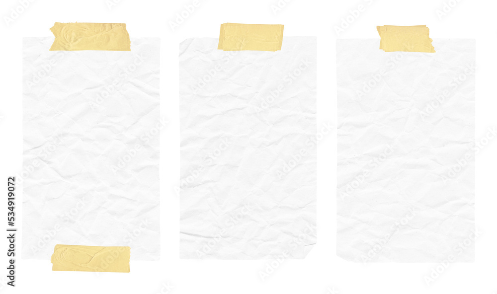 White ripped crumpled paper pieces collection. Realistic paper scraps ...