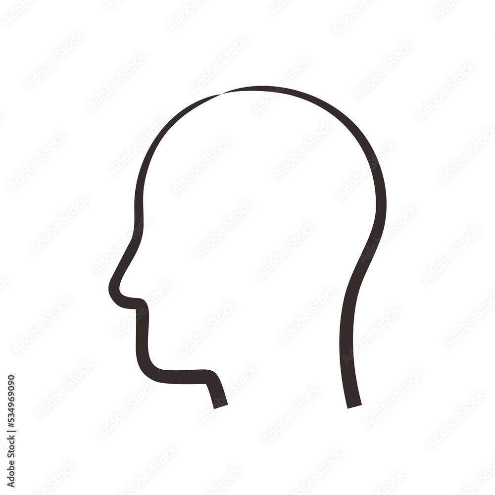 Line art vector image of human head for icon or graphic illustration ...