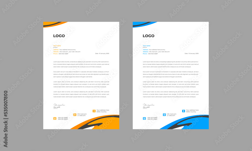 A4 size letterhead design template. Stock Vector | Adobe Stock