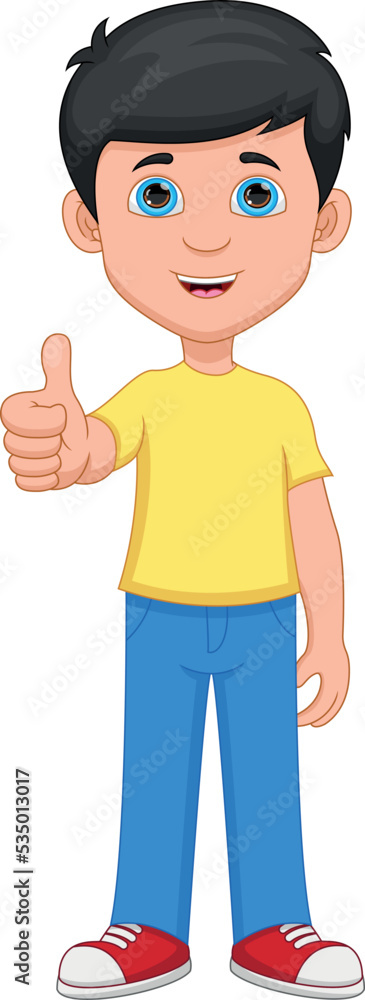 cartoon young boy thumbs up Stock Vector | Adobe Stock