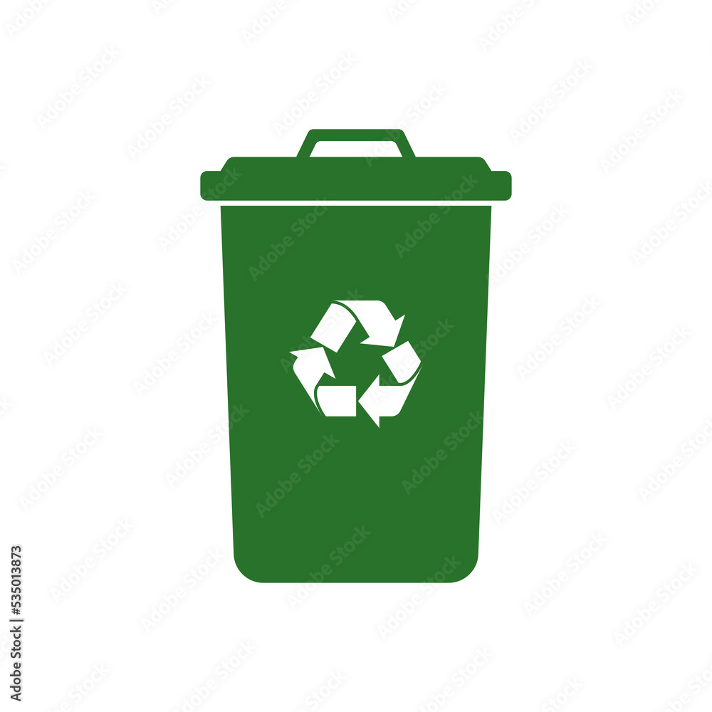 Recycle bin green color with recycle logo vector isolated on white ...
