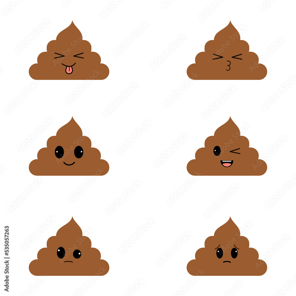 Cute happy smiling poop Kawaii character. Vector illustration Stock ...