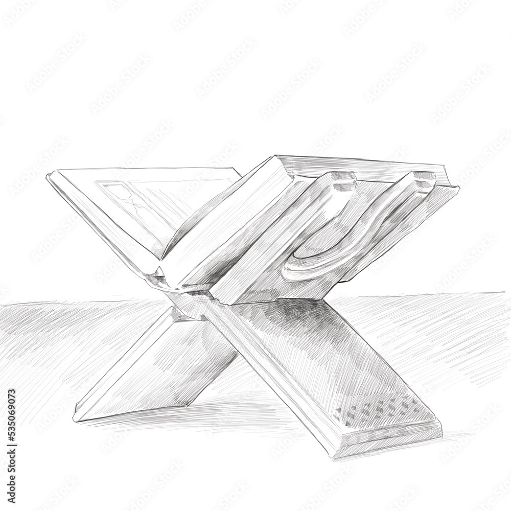 Stock-Illustration „Quran in the lectern. Charcoal Drawing. Pencil ...