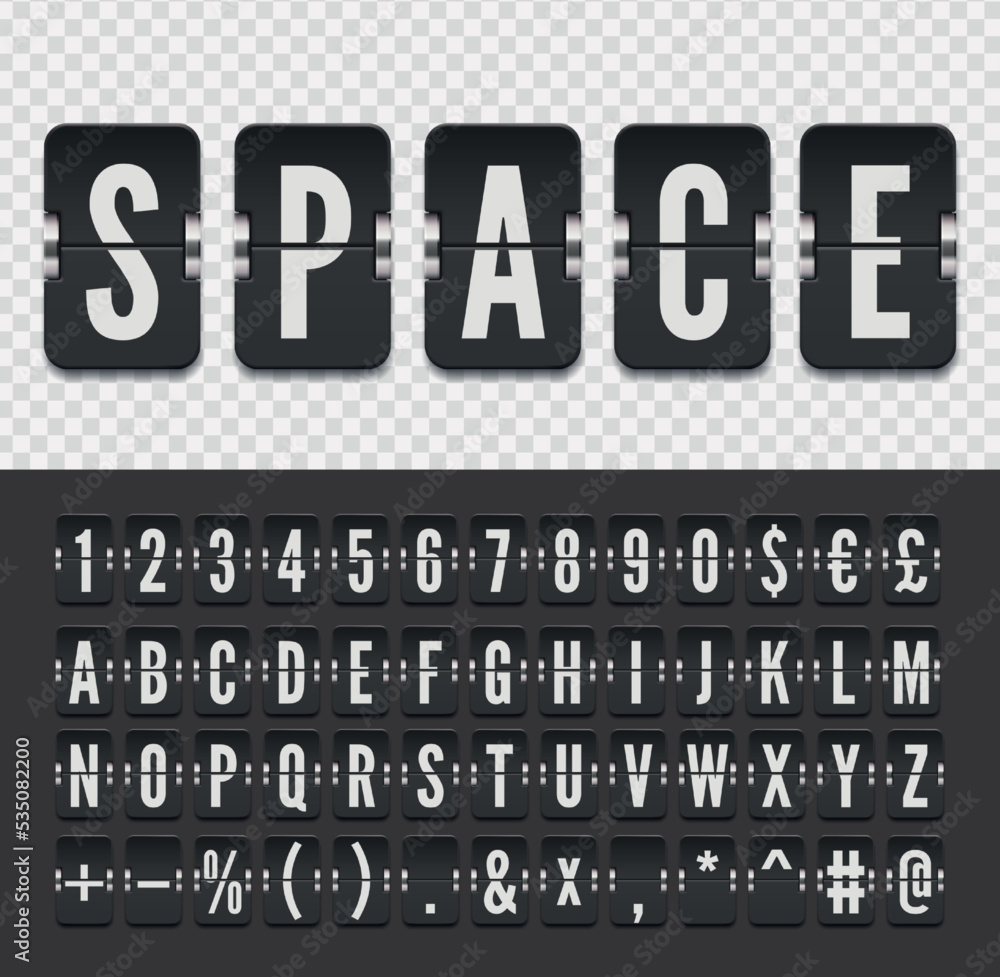 Airport Flip Board Font For Showing Flight Arrival Information And Timetable Vector Illustration