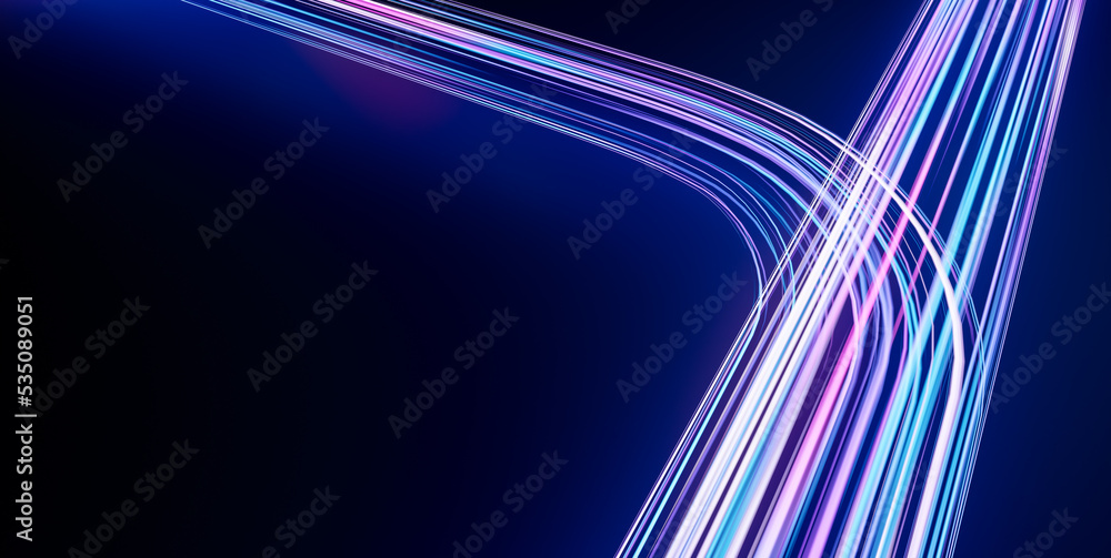 Futuristic vibrant blue purple color speed light, abstract timelapse ...