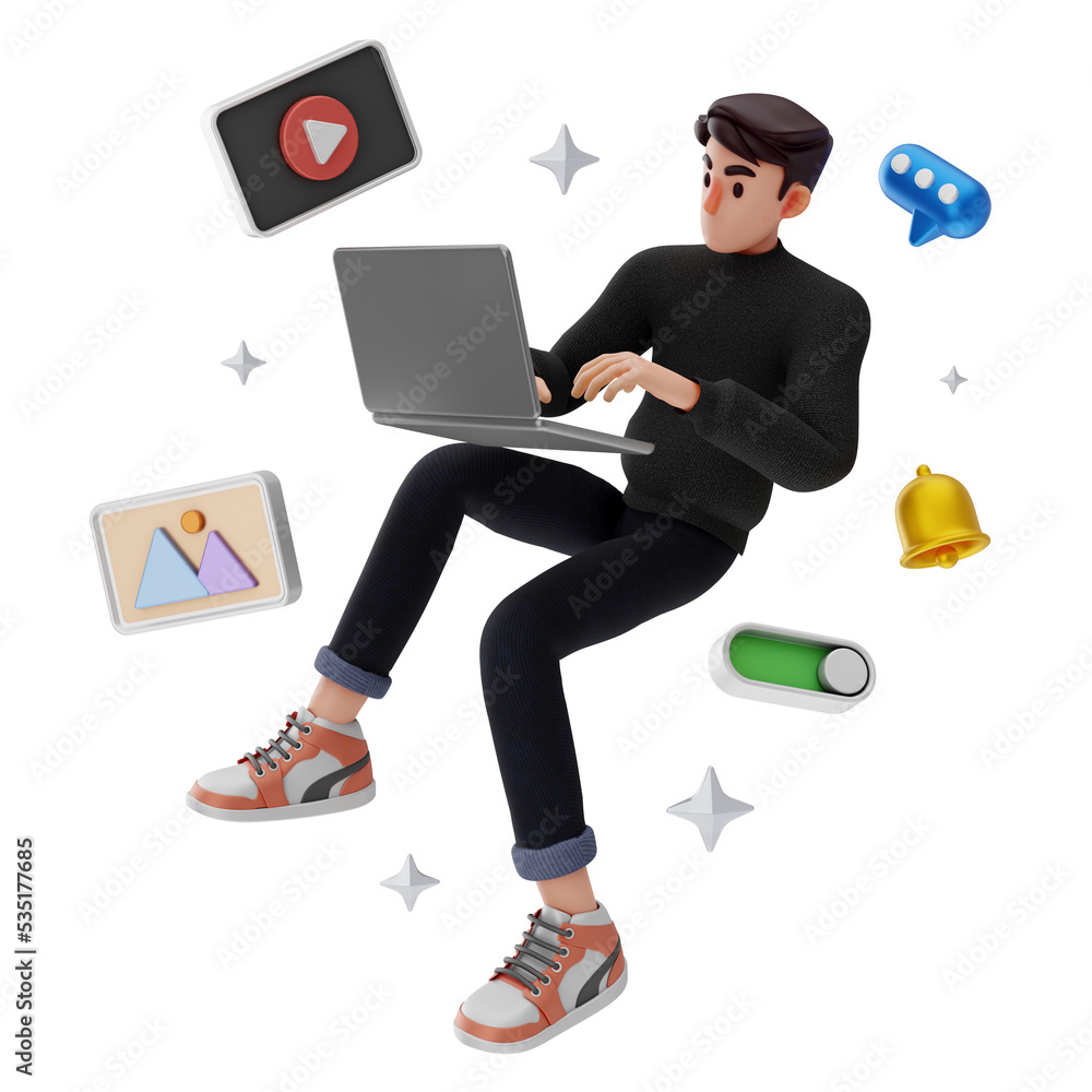 Unique Male Character Pose 3D Illustration Stock Illustration | Adobe Stock