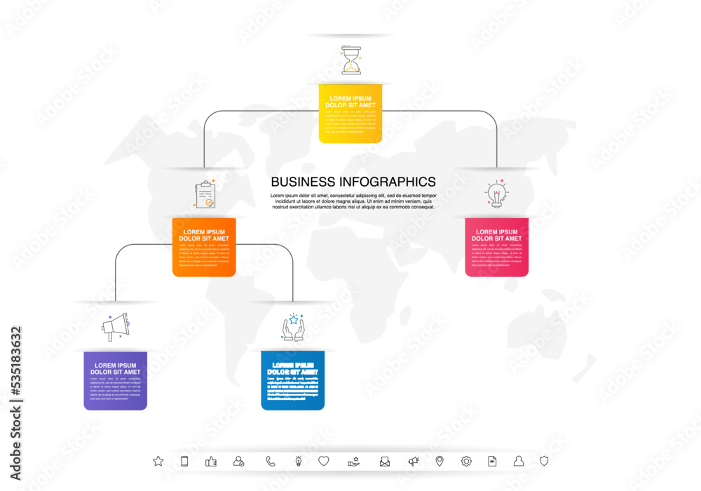 Modern process columns infographic. Vector business steps chart ...