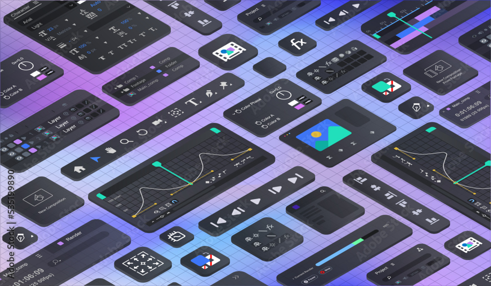 Isometric 3d background in the form of a software windows for a motion ...