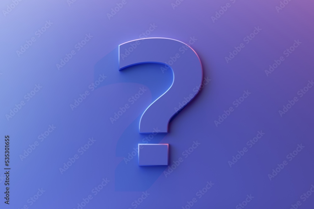 Question mark on blue background, 3d render Stock Illustration | Adobe Stock