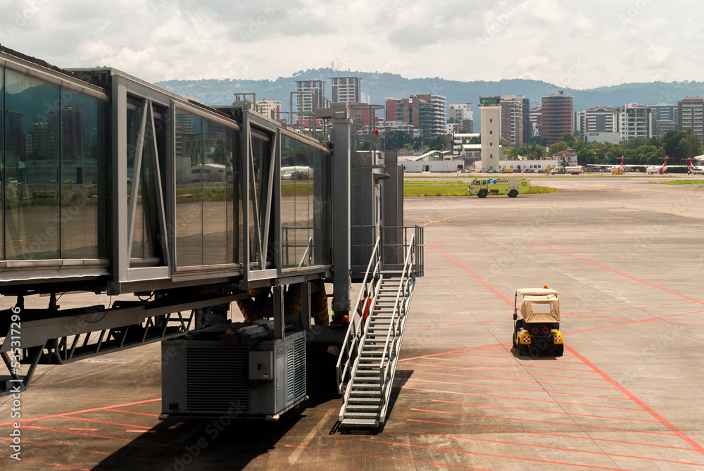La Aurora international Airport runway open space, aviation signage and ...