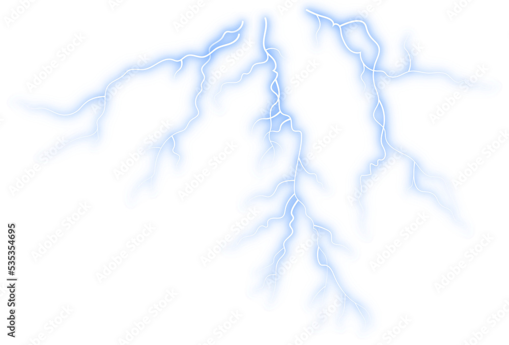 Illustrated glowing lightning isolated on white background. Stock ...