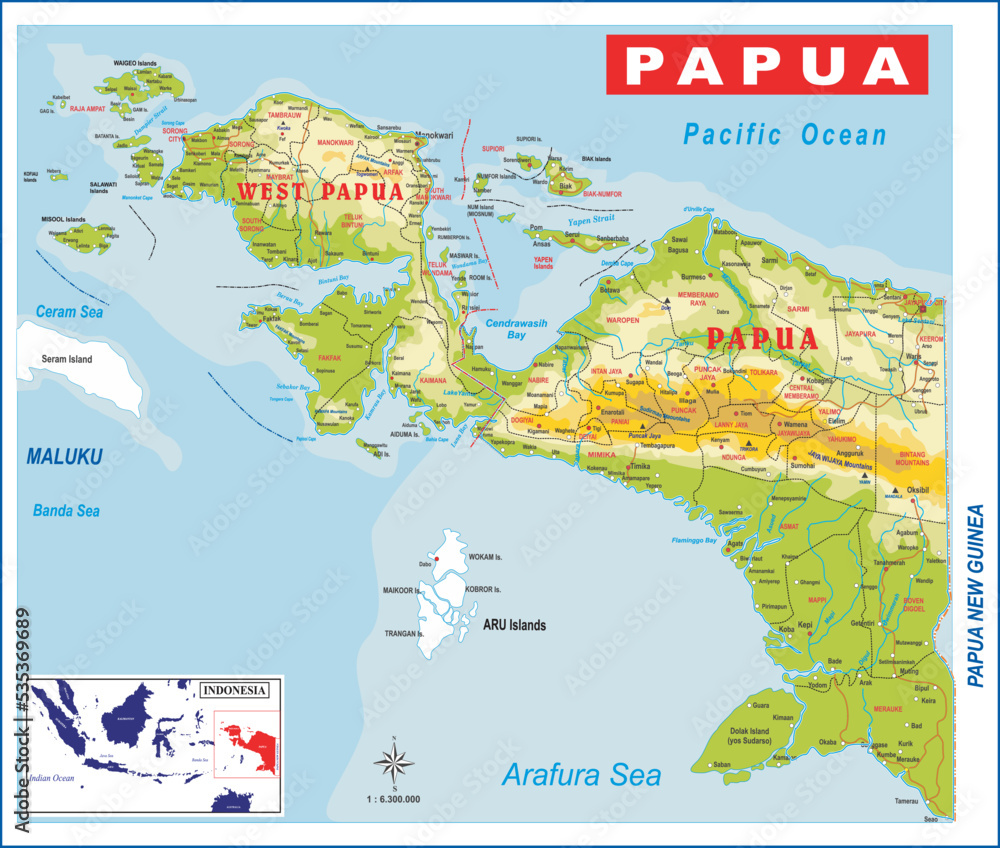 vector Map of Papua Indonesia with two provinces: West Papua and Papua ...