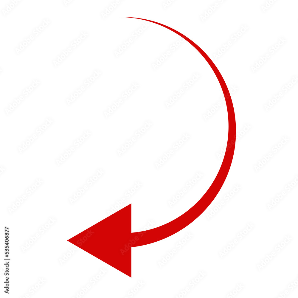 Red half, circle with one arrow. Flat design element. Isolated png ...