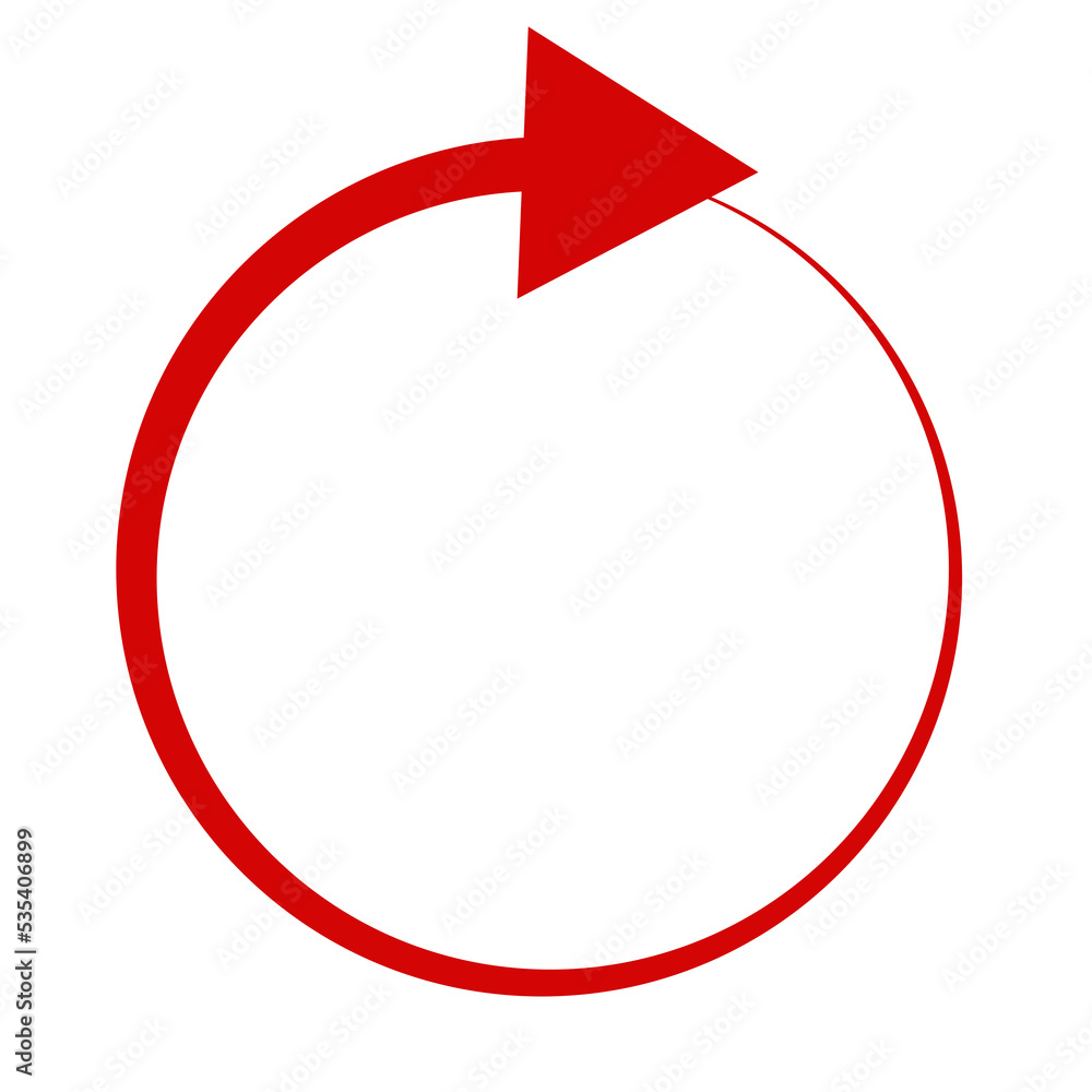 Red circle with one arrow. Flat design element. Isolated png ...