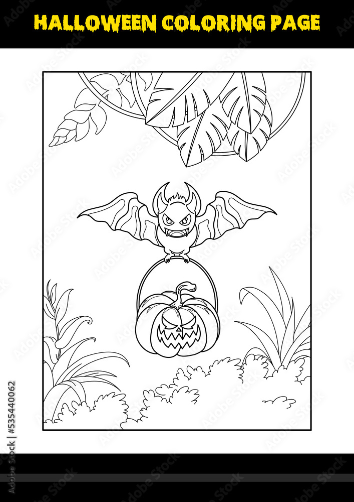 Halloween coloring page for kids. Line art coloring page design for ...