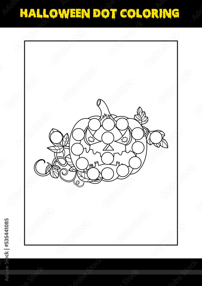 Halloween dot coloring page for kids. Line art coloring page design for ...