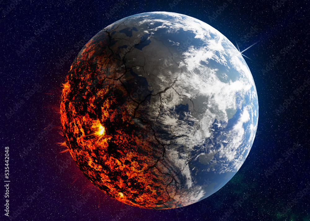 Conceptual photo depicting Earth destroyed by global warming Stock Photo | Adobe Stock
