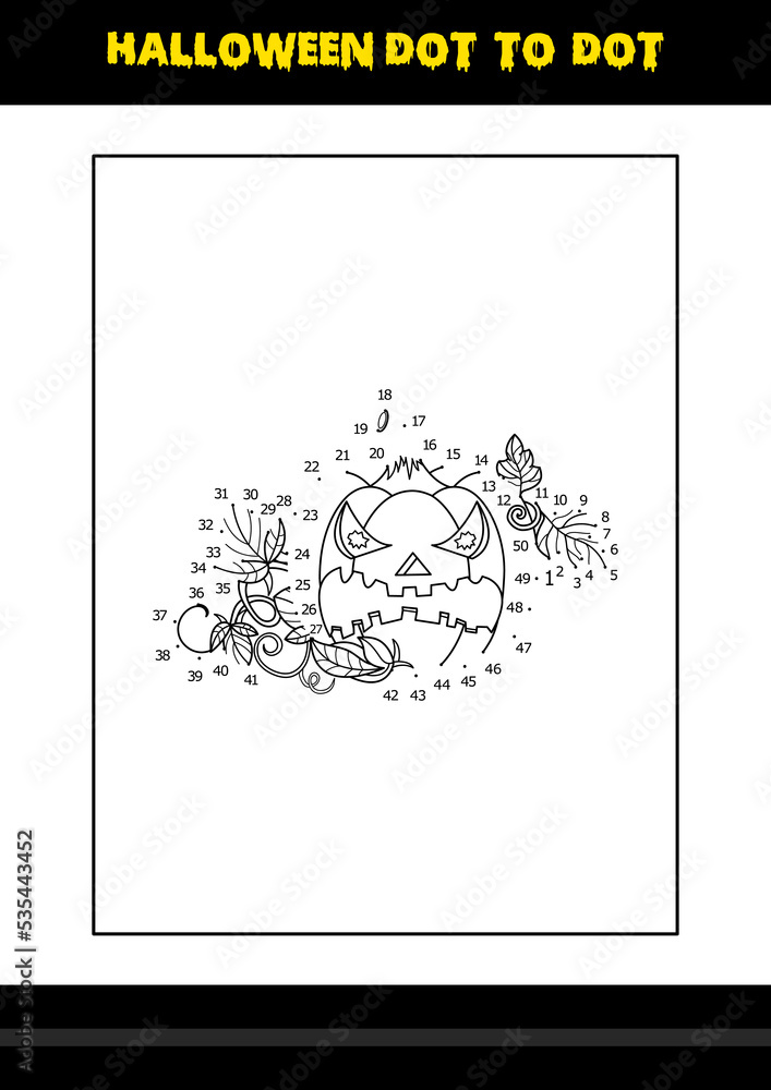 Halloween dot to dot coloring page for kids. Line art coloring page ...