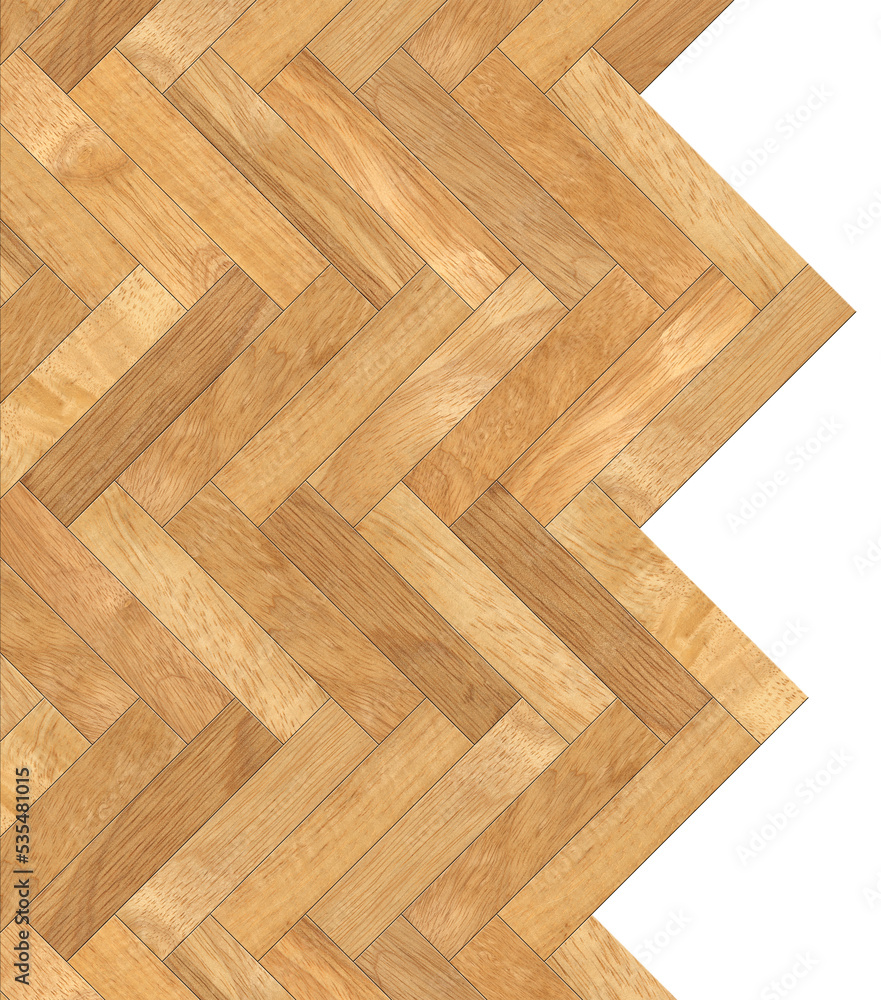 Wooden herringbone parquet floor, isolated on transparent background ...