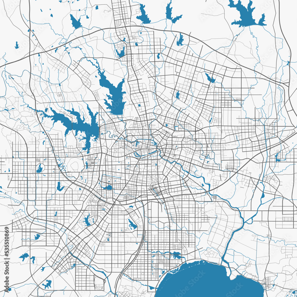 Vector de Stock Hefei map. Detailed map of Hefei city administrative ...