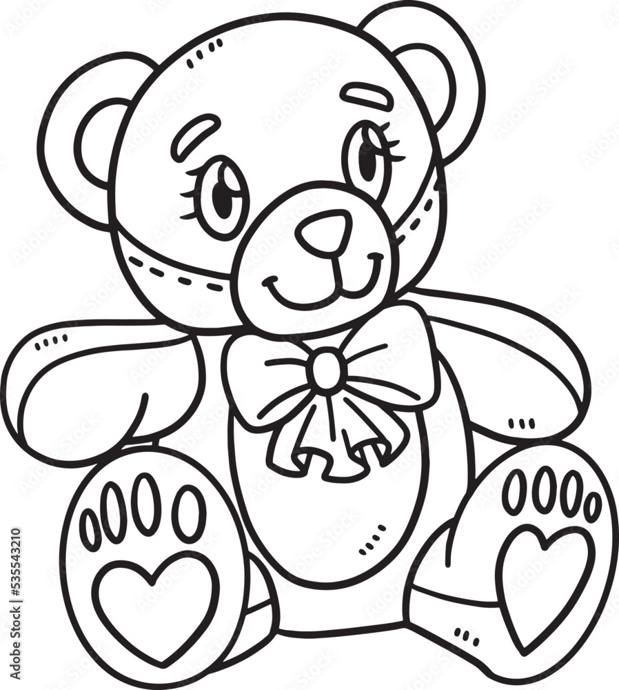 Teddy Bear Isolated Coloring Page for Kids Stock Vector | Adobe Stock