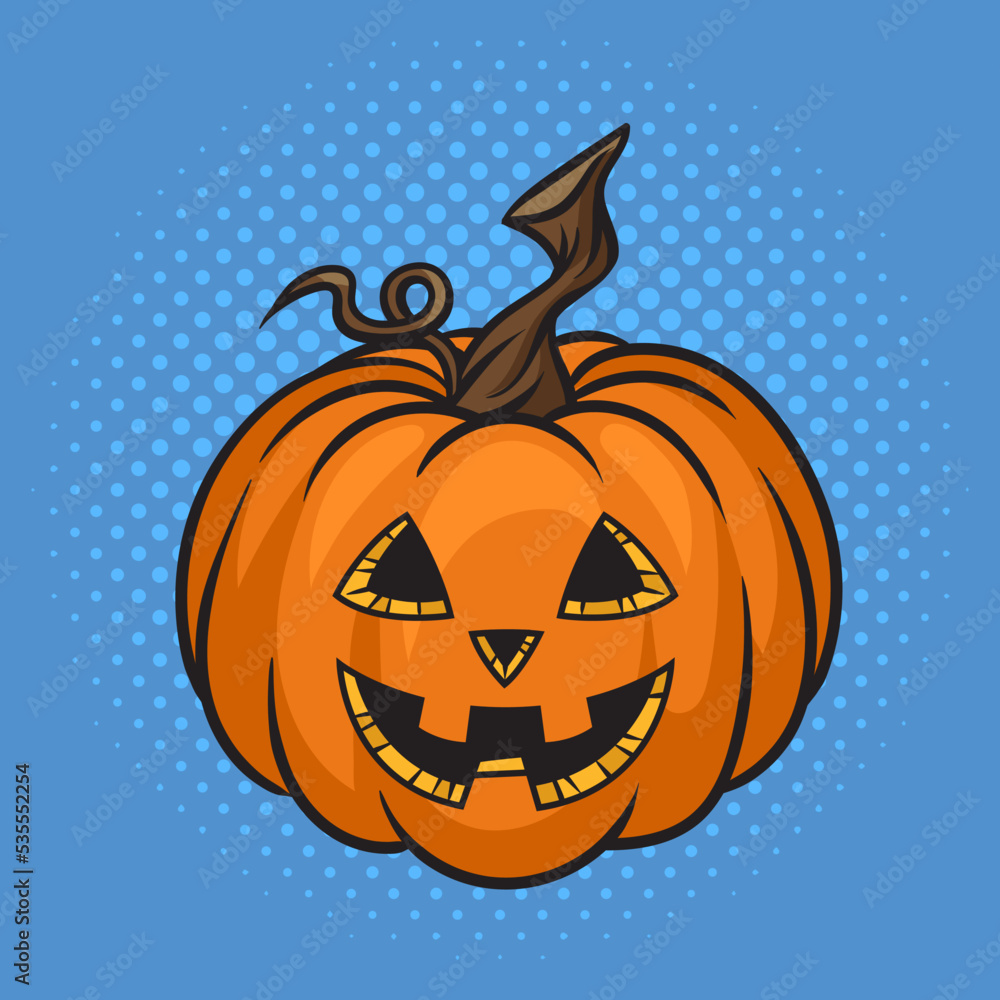 Halloween pumpkin jack o lantern pinup pop art retro vector ...
